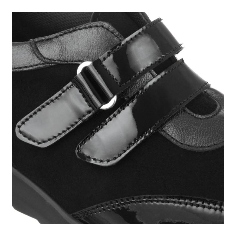 Pantofi sport piele negri pentru femei Pinosos 7670H calapod lat