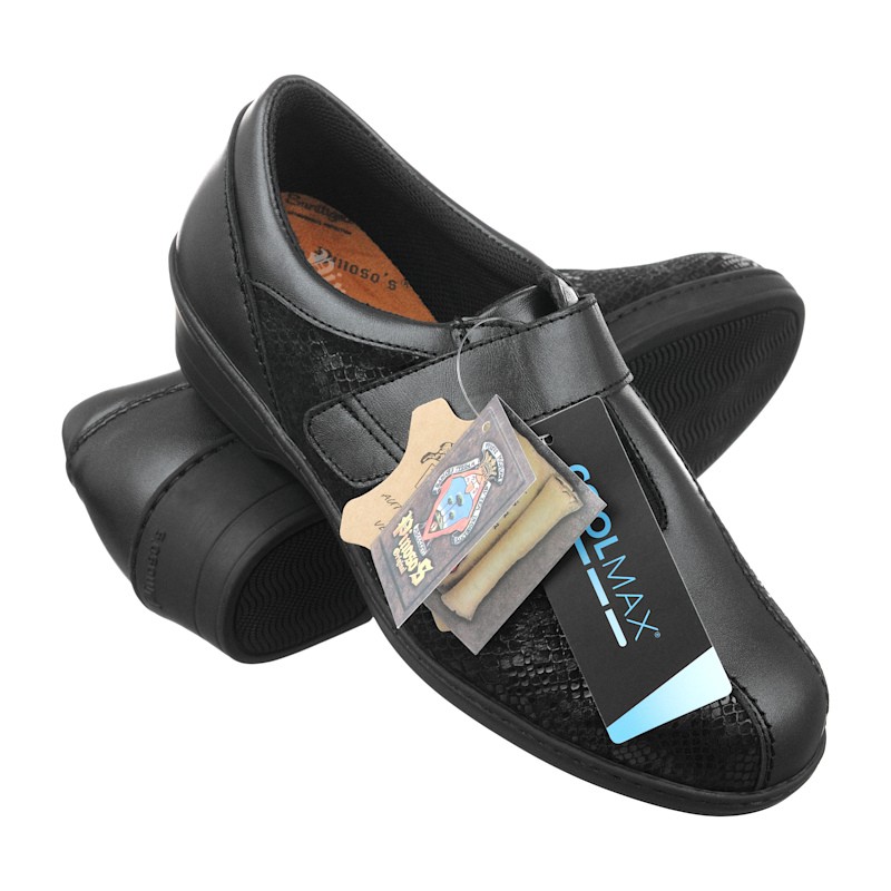 Pantofi eleganti calapod lat piele stretch negri femei Pinosos 7371