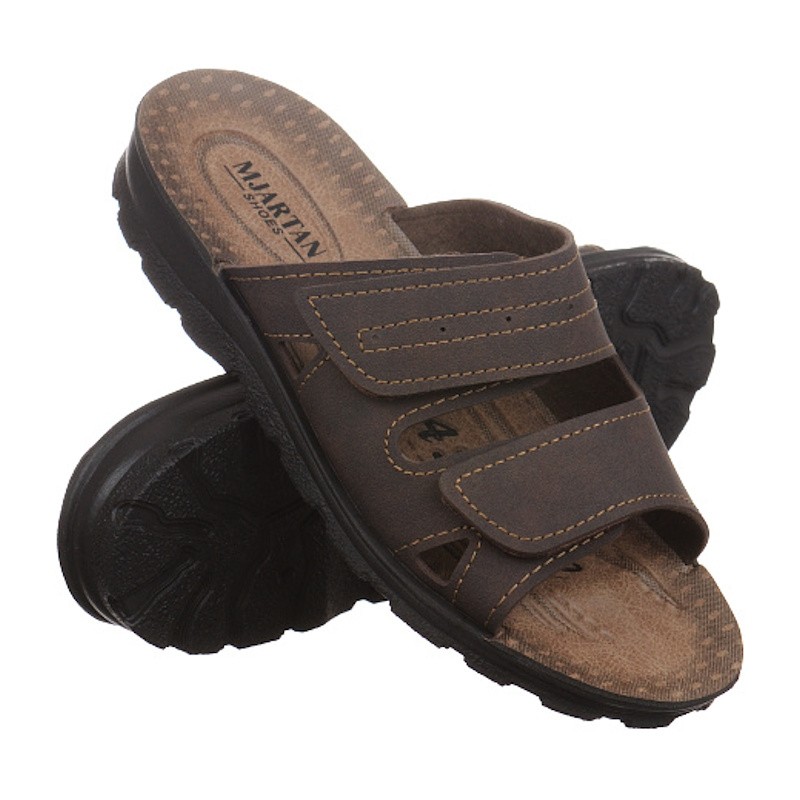 Papuci de vara, reglabili, barbatesti, Mjartan 2914-N15 maro