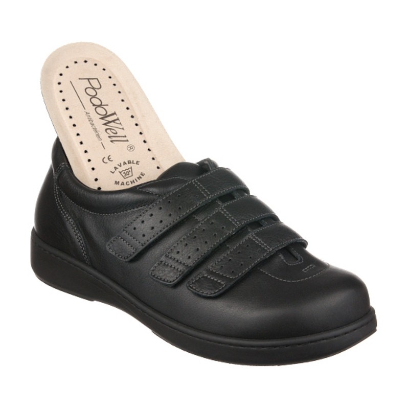 Pantofi piele calapod lat trei barete reglabile PodoWell Aquitaine