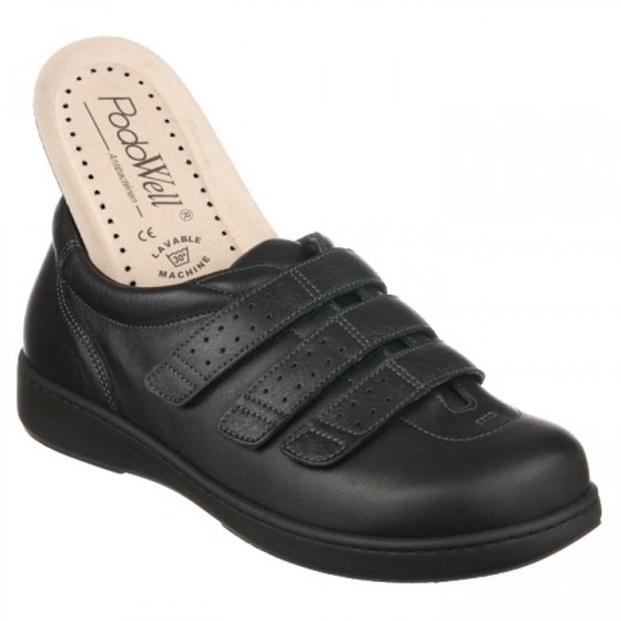 Pantofi piele calapod lat trei barete reglabile PodoWell Aquitaine